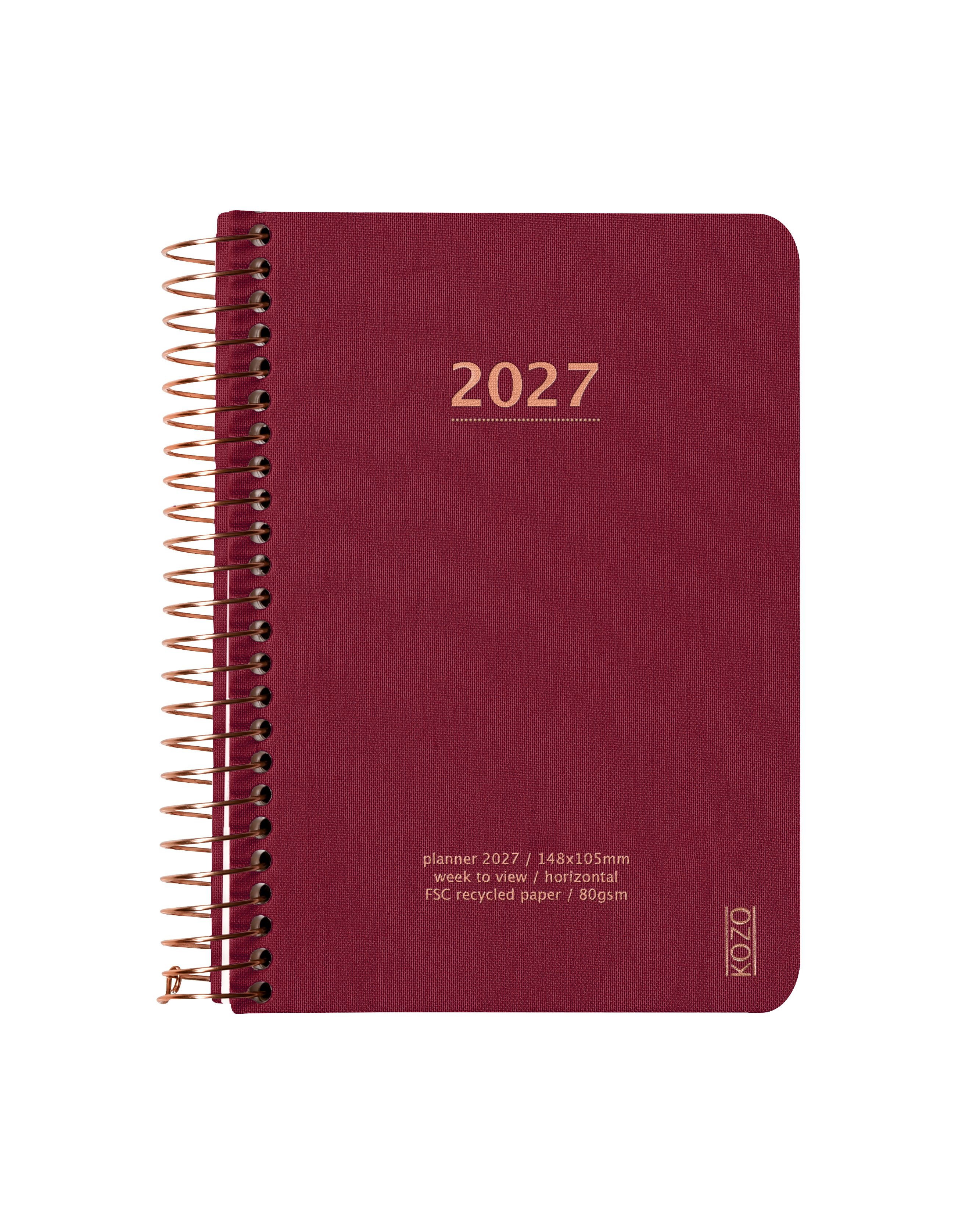 KOZO Kalender 2027 A6 Vecka Per Uppslag Berry kozo-kalender-2027-a6-vecka-per-uppslag-berry